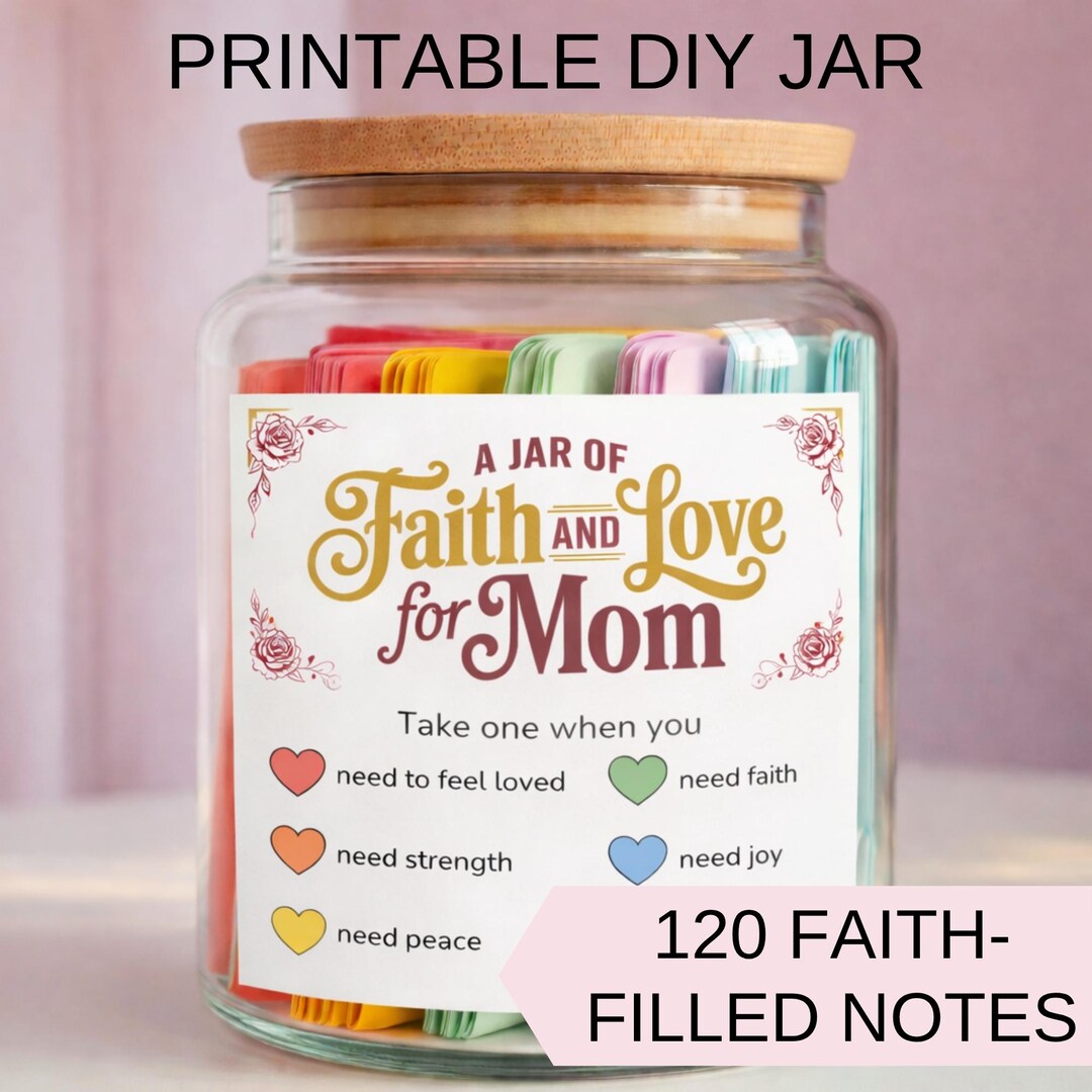Faith Jar Printable – 120 Bible Verse Notes for Mom, Mothers’s Day Gift ...