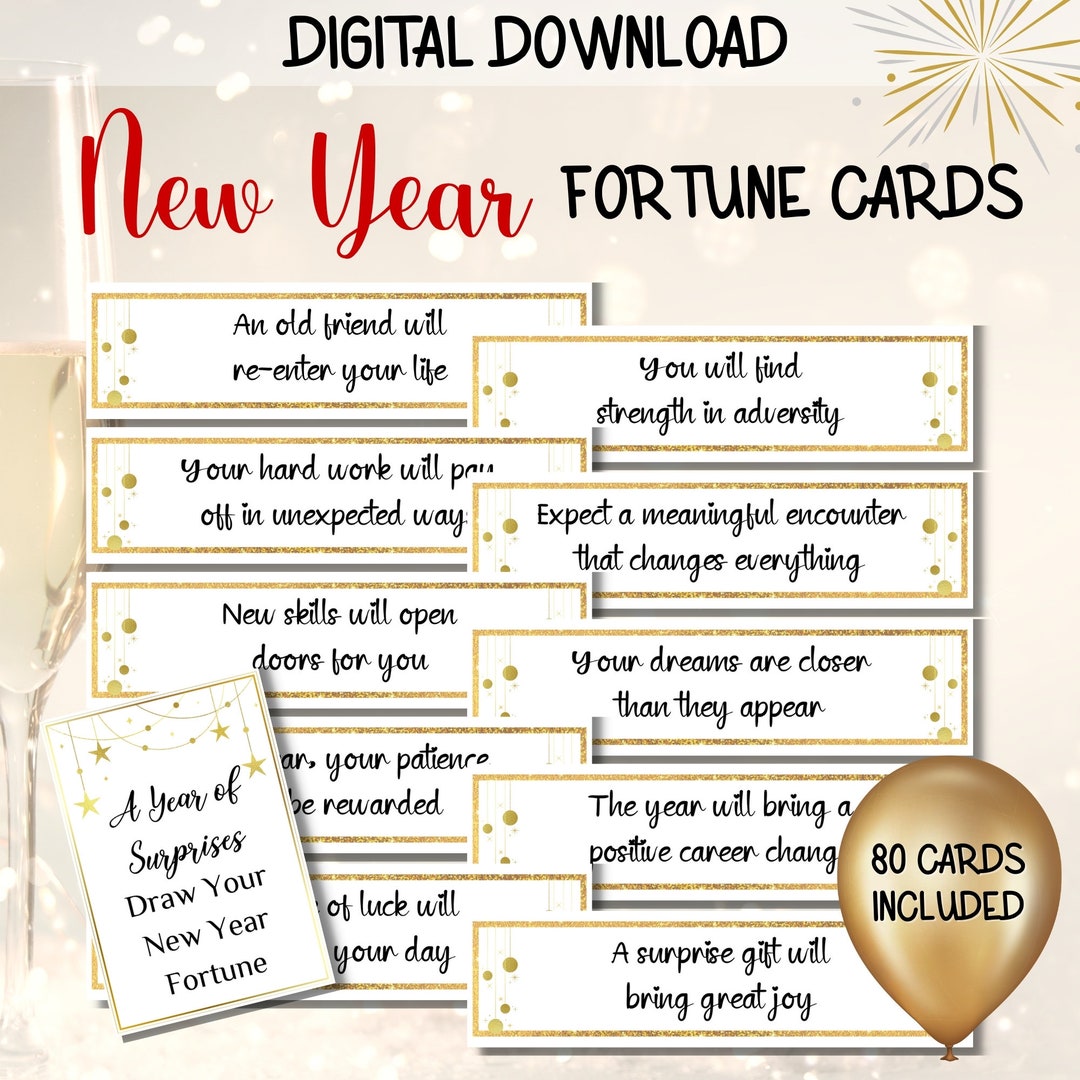 New Year Fortune Cards, Fortune Jar, New Year Party, New Year Family ...