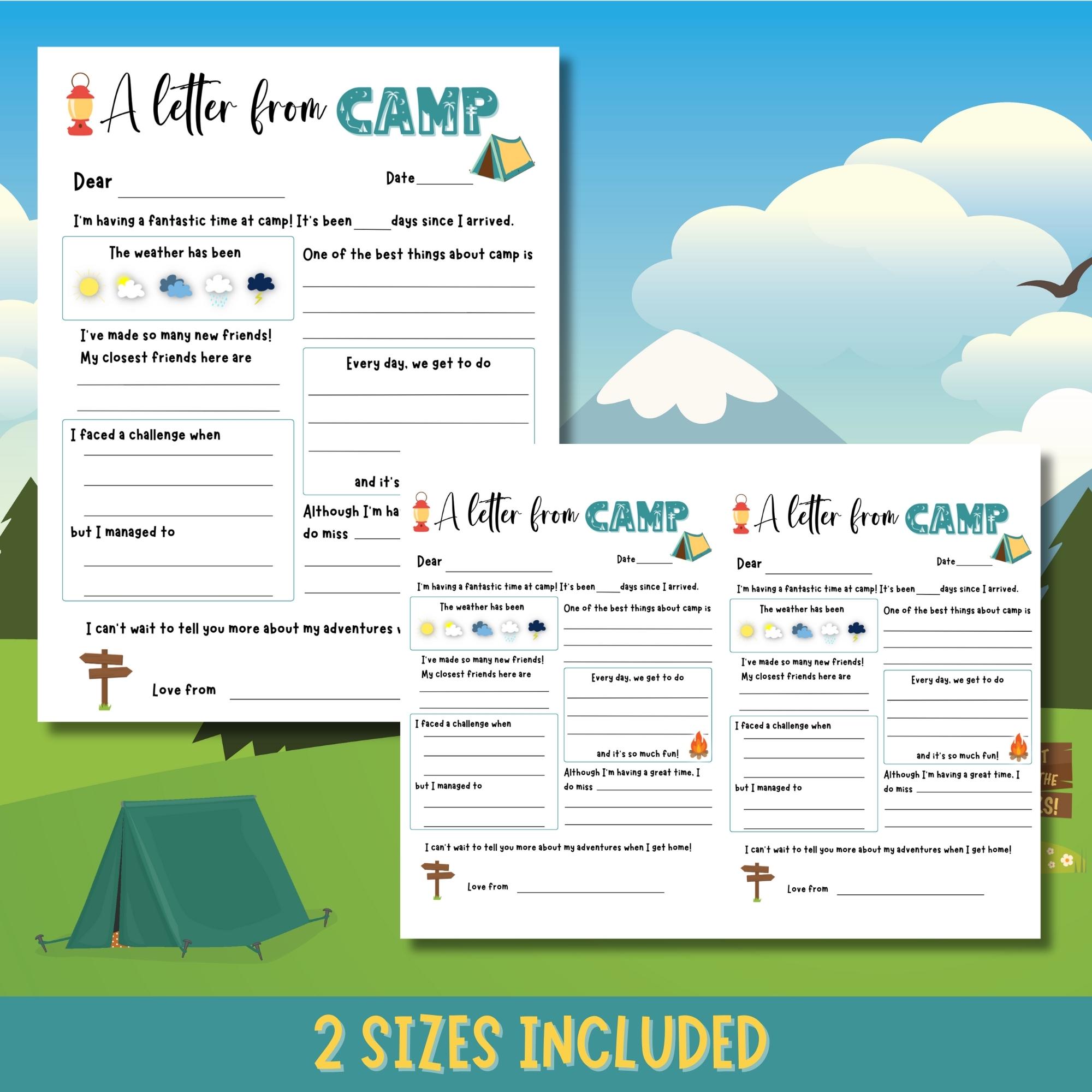 Printable Camp Letter for Kids, Summer Camp Stationery Set, Fill-in-the ...