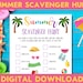 Summer Scavenger Hunt Game, Printable Activity, Pool Party, Family Fun ...