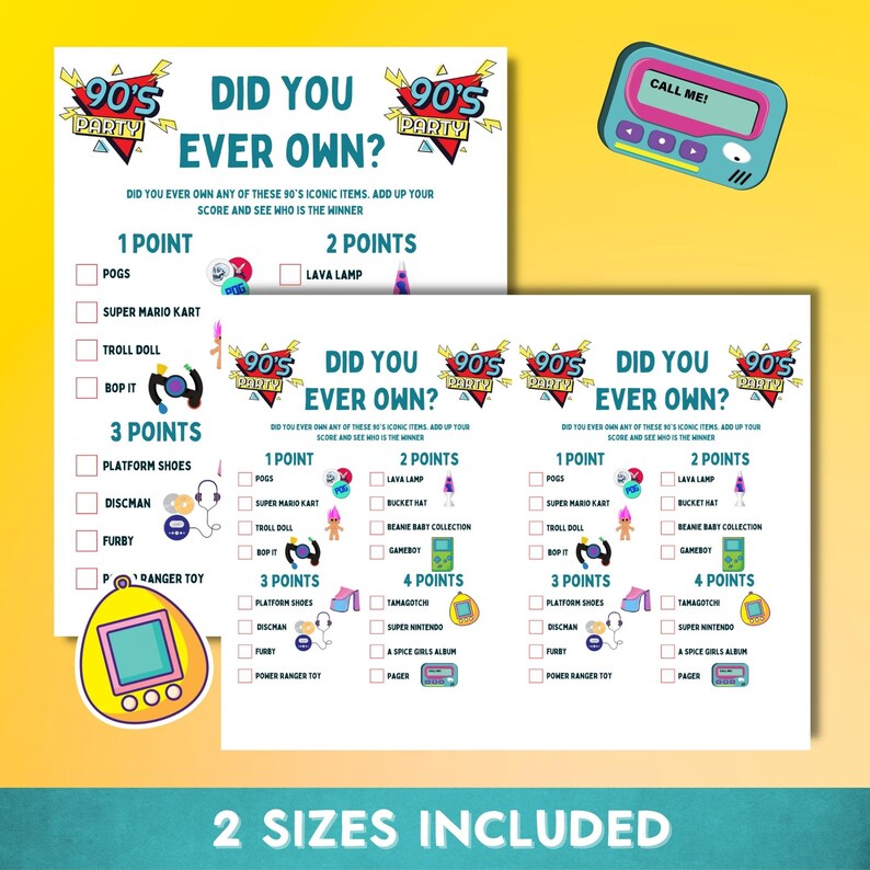 90s Party Game, Did You Ever Own, Ice Breaker (digital Download) - Etsy