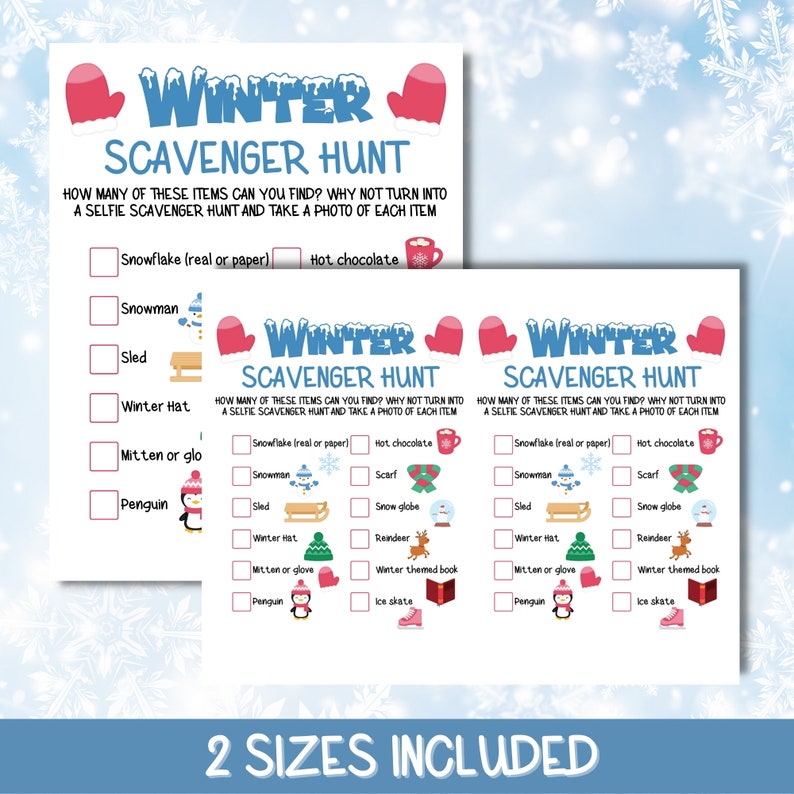 Winter Scavenger Hunt Game, Party, Family Activities, Classroom ...