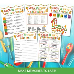 Cinco De Mayo Games Bundle, Fiesta Party, Family Game Night, Mexican ...