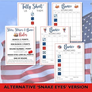 4th of July Bunco Party Bundle, Stars Stripes & Bunco Printable Game ...