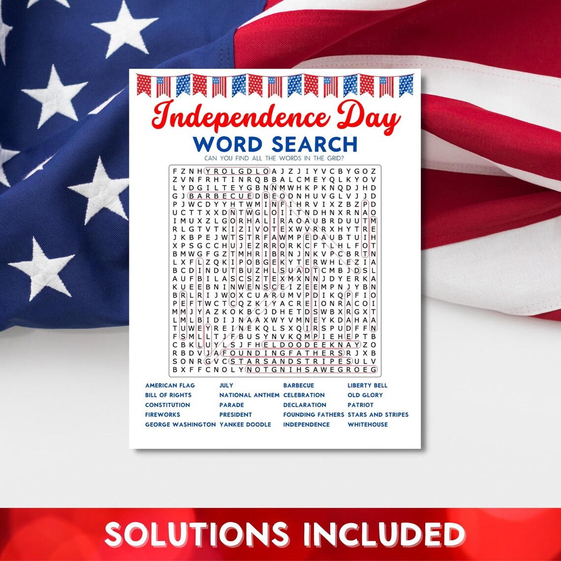Printable Independence Day Word Search Game Family Fun - Etsy