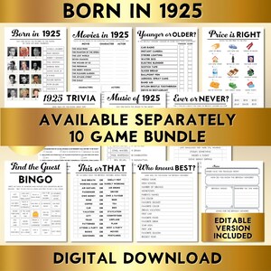 100th Birthday Price Match Game, Born in 1925 Printable, Fun Party Game ...