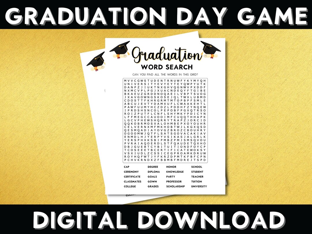 Printable Graduation Party Word Search, College, High School Graduate ...