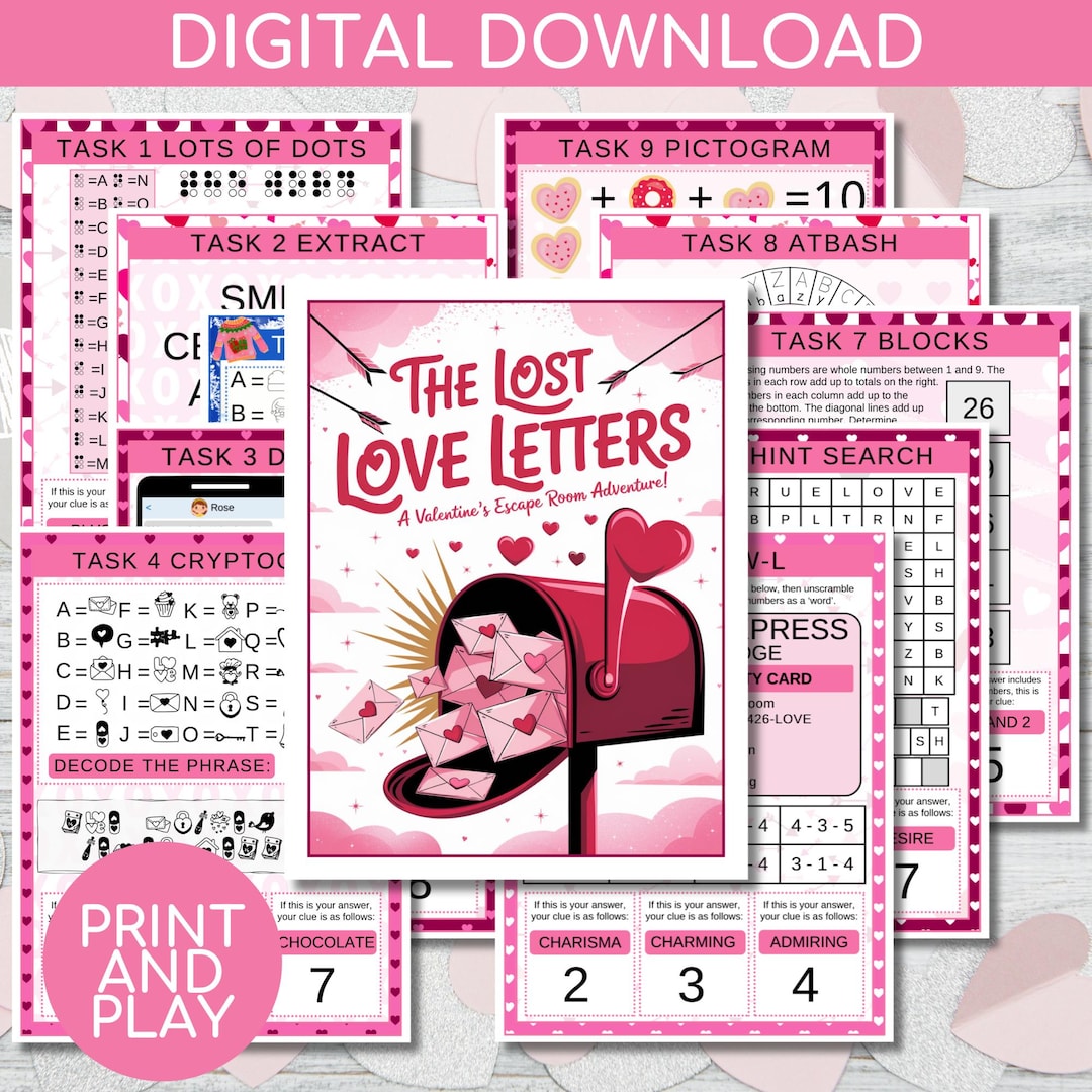 Valentine's Day Escape Room Kit, DIY Printable Game for Kids, Perfect ...
