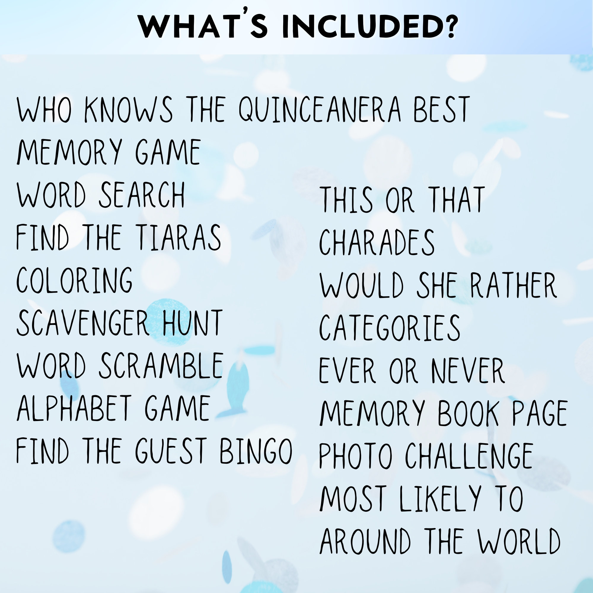 Blue Quinceañera Party Games, 18 Activities (digital Download) - Etsy