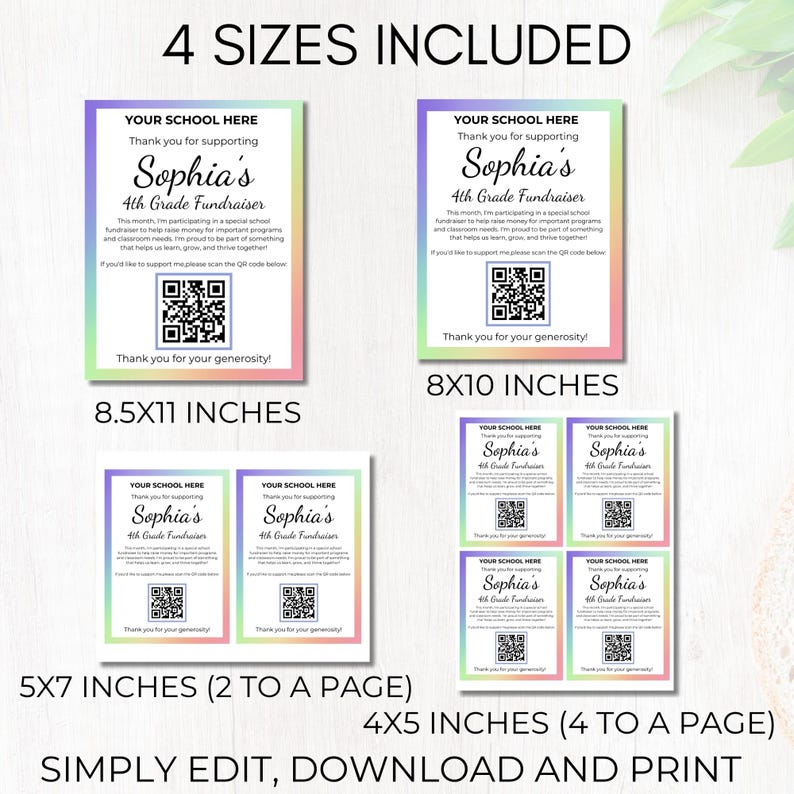 Editable School Fundraiser QR Code Sign, Canva Template (digital ...