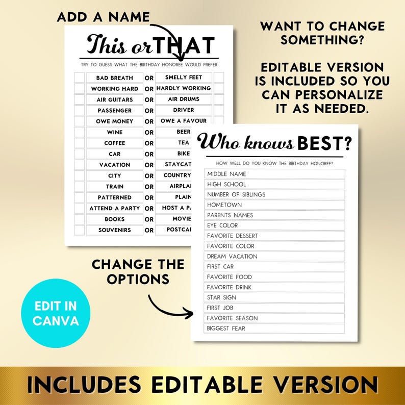 50th Birthday Party Games, Born in 1976 Trivia, Music Quiz (printable ...