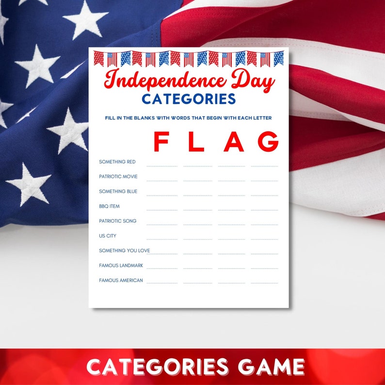 Printable Independence Day Categories Game Family Fun - Etsy