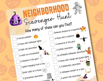 Halloween Neighborhood Scavenger Hunt for Kids, Outdoor Activity for ...