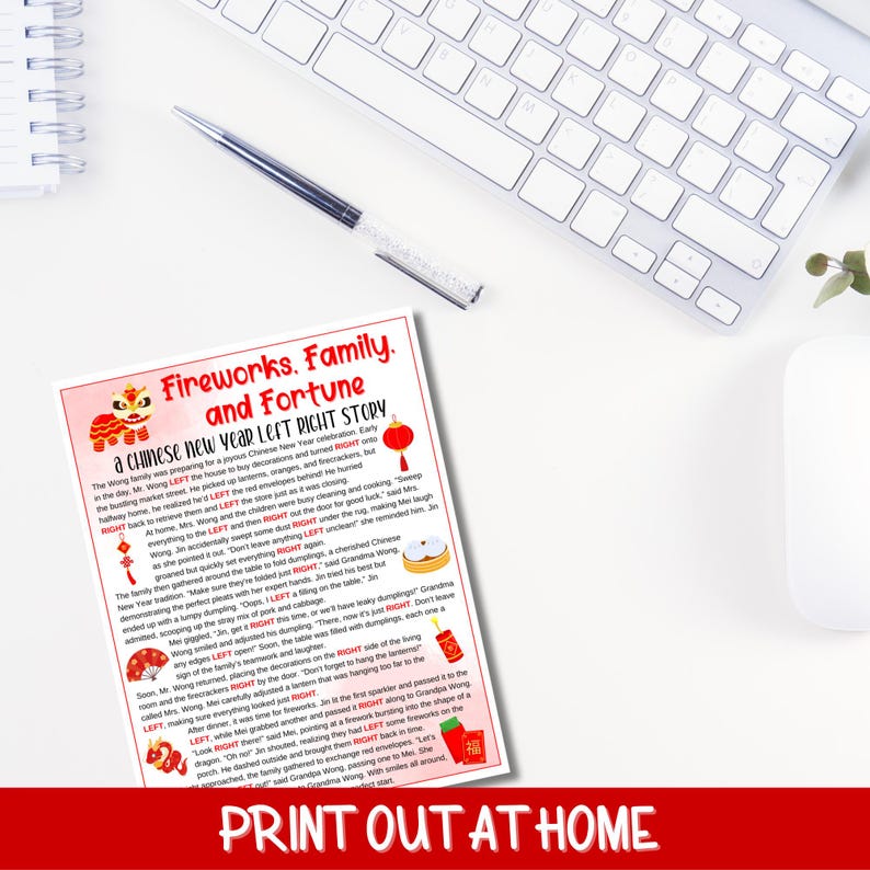 Chinese New Year Left Right Game, Family Activity (PDF) - Etsy