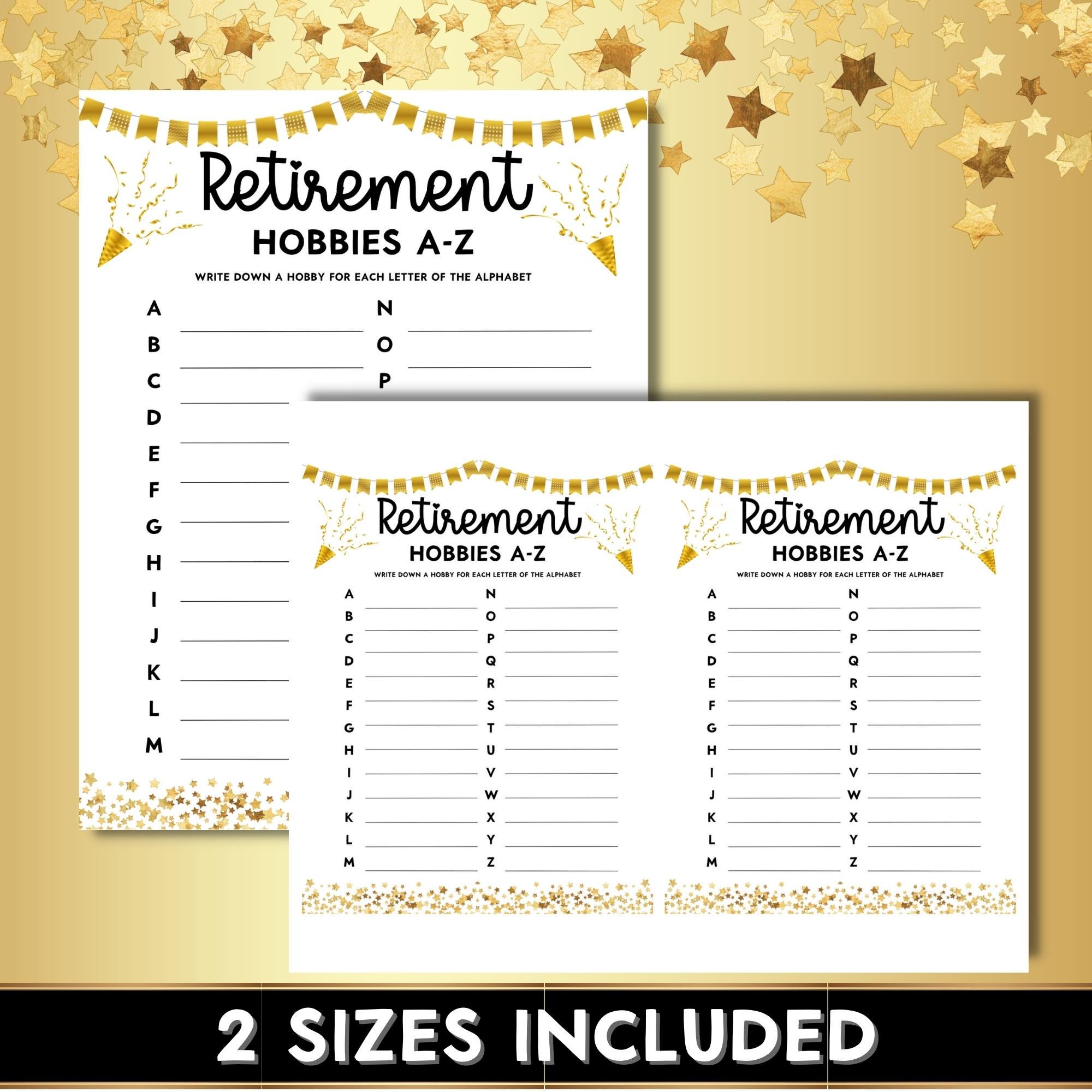 Printable Retirement Party Hobbies A-Z Game, Icebreaker, Work Party for ...