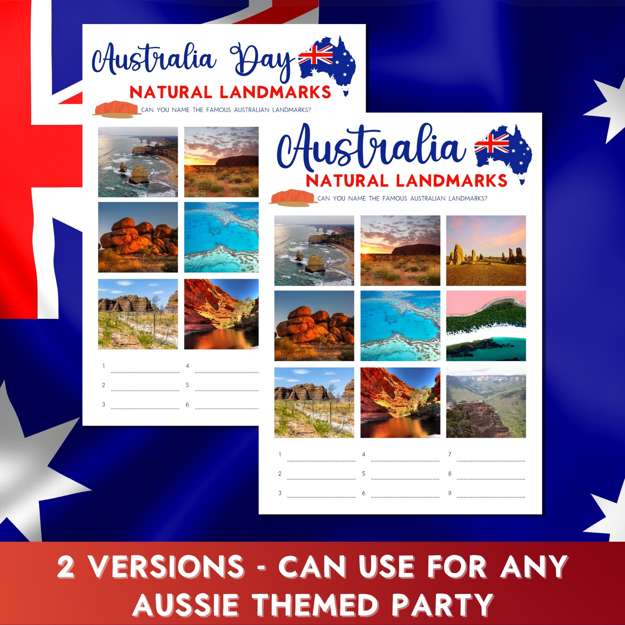 Australia Day Natural Landmarks Quiz, Australia Themed Quiz, Printable ...