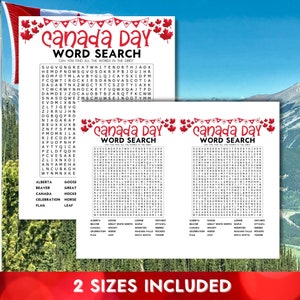 Canada Day Word Search, Printable, Instant Download, Party Game Night ...