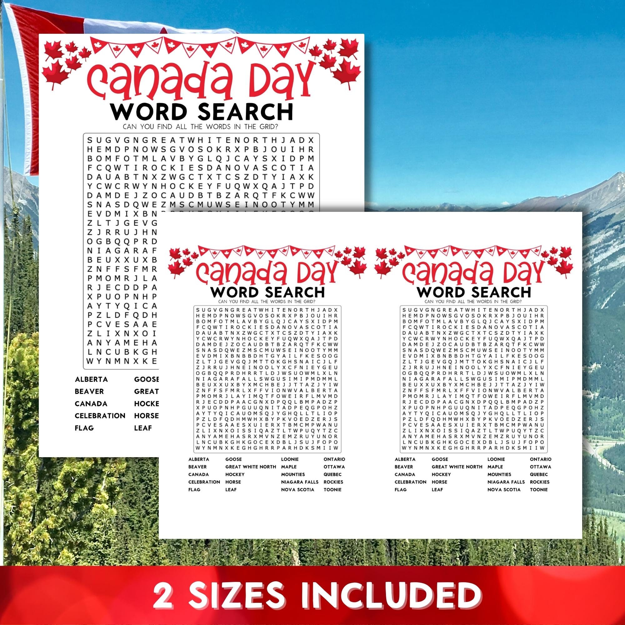 Canada Day Word Search Printable Instant Download Party - Etsy