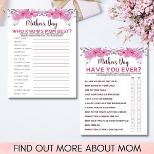 Printable Mother's Day Games Bundle, Mother's Day Quiz, Family Game ...