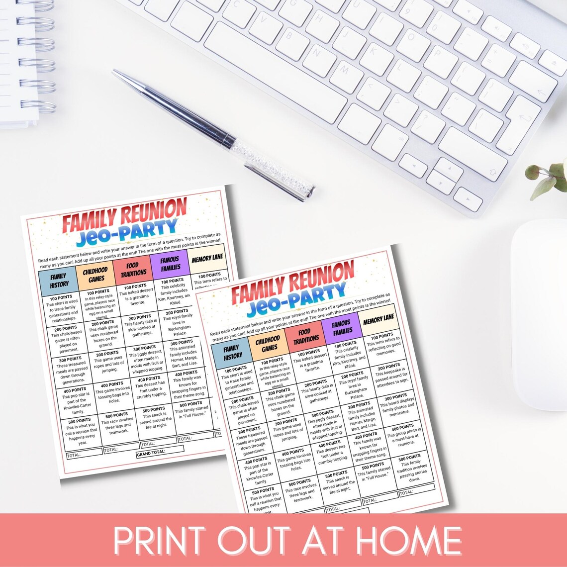Family Reunion Jeo-party Game – Printable Trivia, Editable Canva, Fun ...