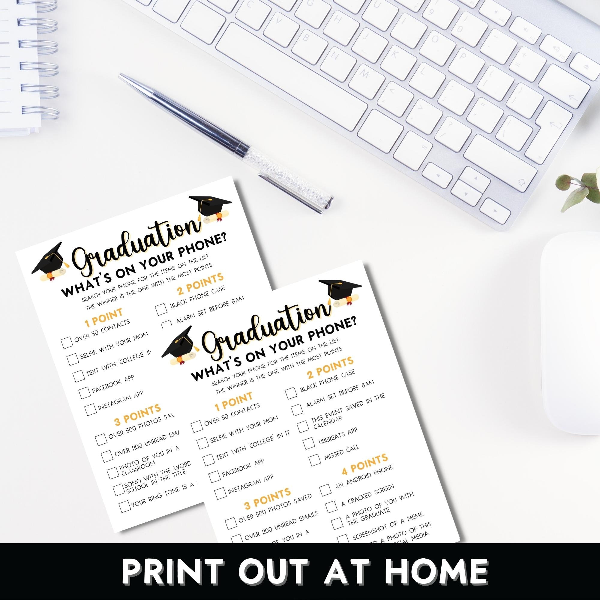 Printable Graduation Party What's on Your Phone College - Etsy