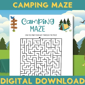 Camping Maze Puzzle, Printable Camping Trip Game, Summer Camp, Family ...