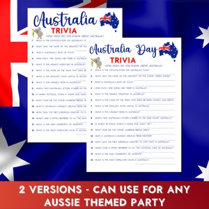 Australia Day Trivia Quiz, Australia Themed Quiz, Printable Australian ...