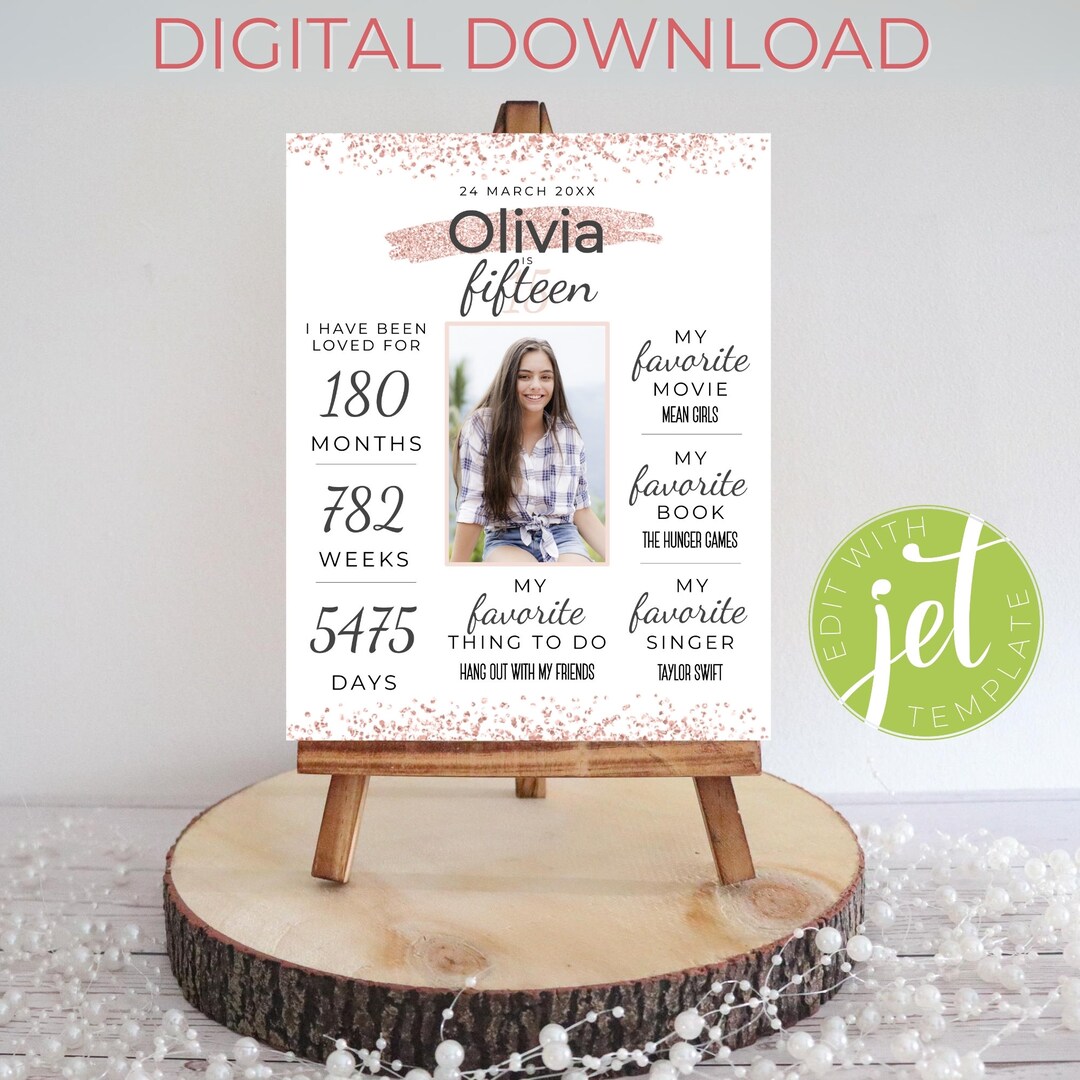 15th Birthday Sign, Teenager Birthday Party Ideas, 15th Birthday Decor ...