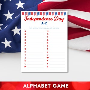 Printable Independence Day A-Z Game, Alphabet Game, Patriotic - Etsy