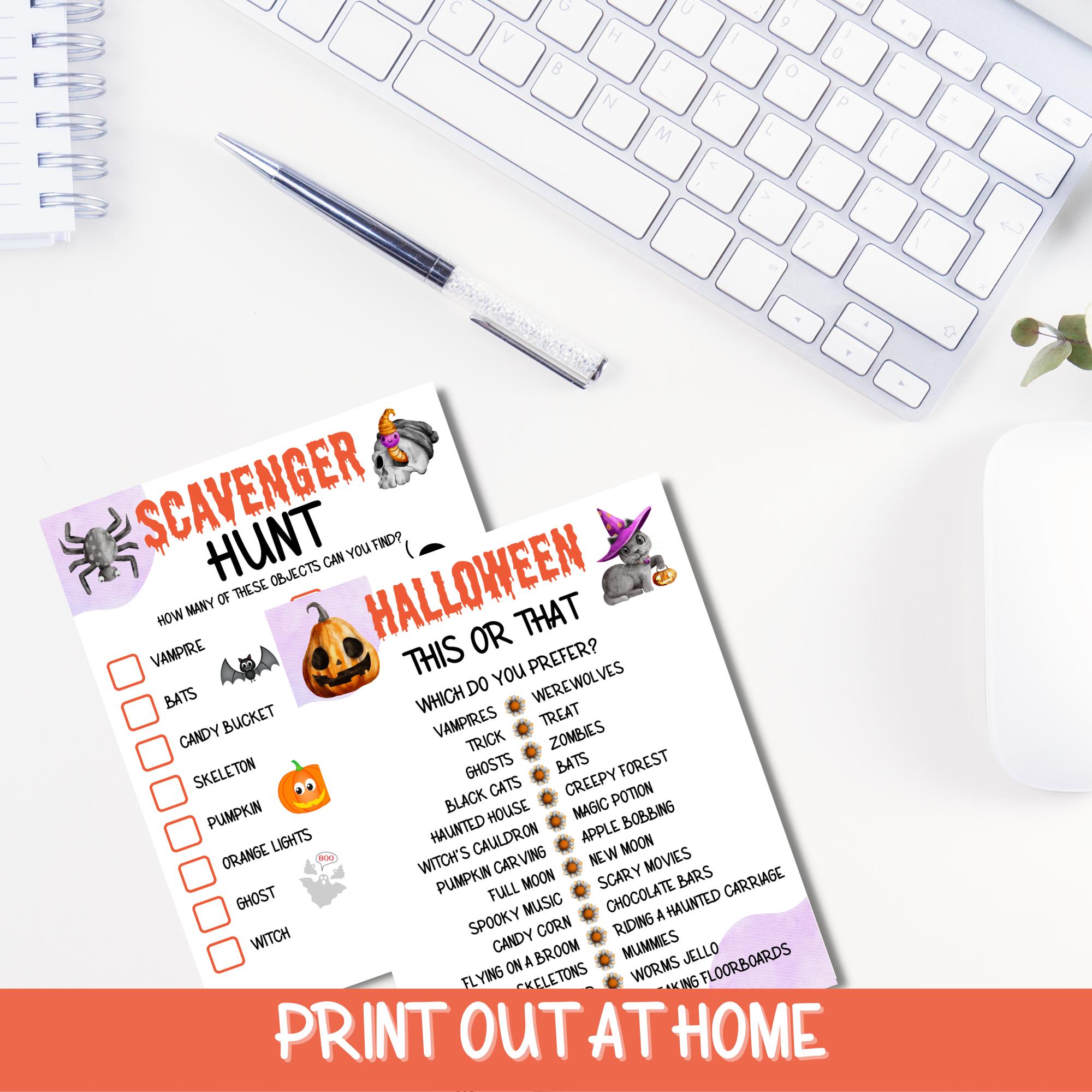 Halloween Game Bundle, Printable Halloween Activities for Kids and ...