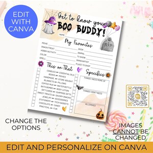 Halloween Questionnaire, Editable Boo Buddy Printable, Boo Basket Gift ...