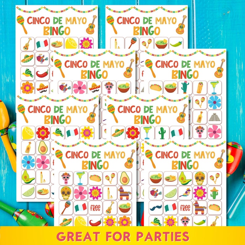 Cinco De Mayo Printable Bingo Game Fiesta Party Family Game - Etsy