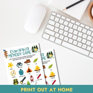 Camping Memory Game, Printable Camping Trip Game, Summer Camp, Family ...