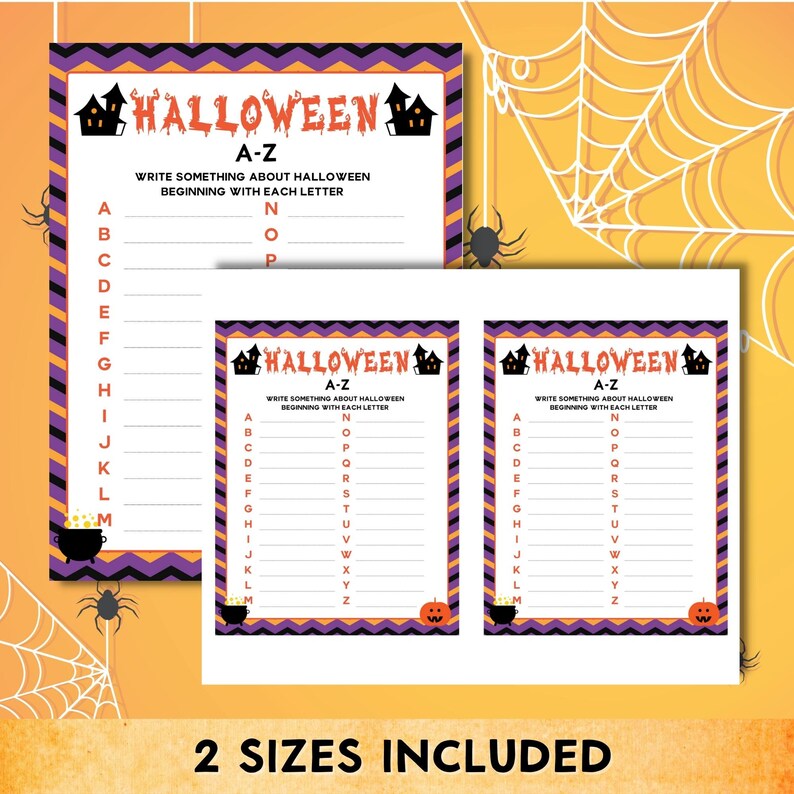 Printable Halloween A-Z Game Alphabet Word Game Party Game - Etsy