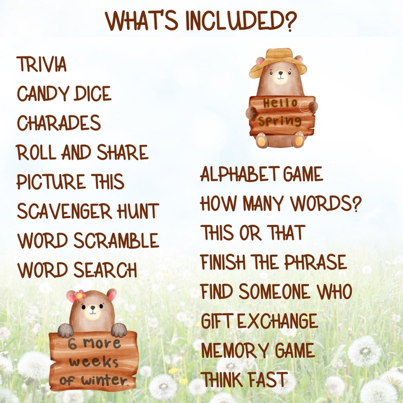 Groundhog Day Games, 16 Game Printable Bundle, Party Idea, February 2nd ...