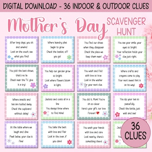 Mother’s Day Scavenger Hunt Printable – 36 Rhyming Clues for Mum – Fun ...