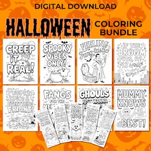 Halloween Coloring Pages for Kids, Halloween Bookmarks, Spooky Fun ...