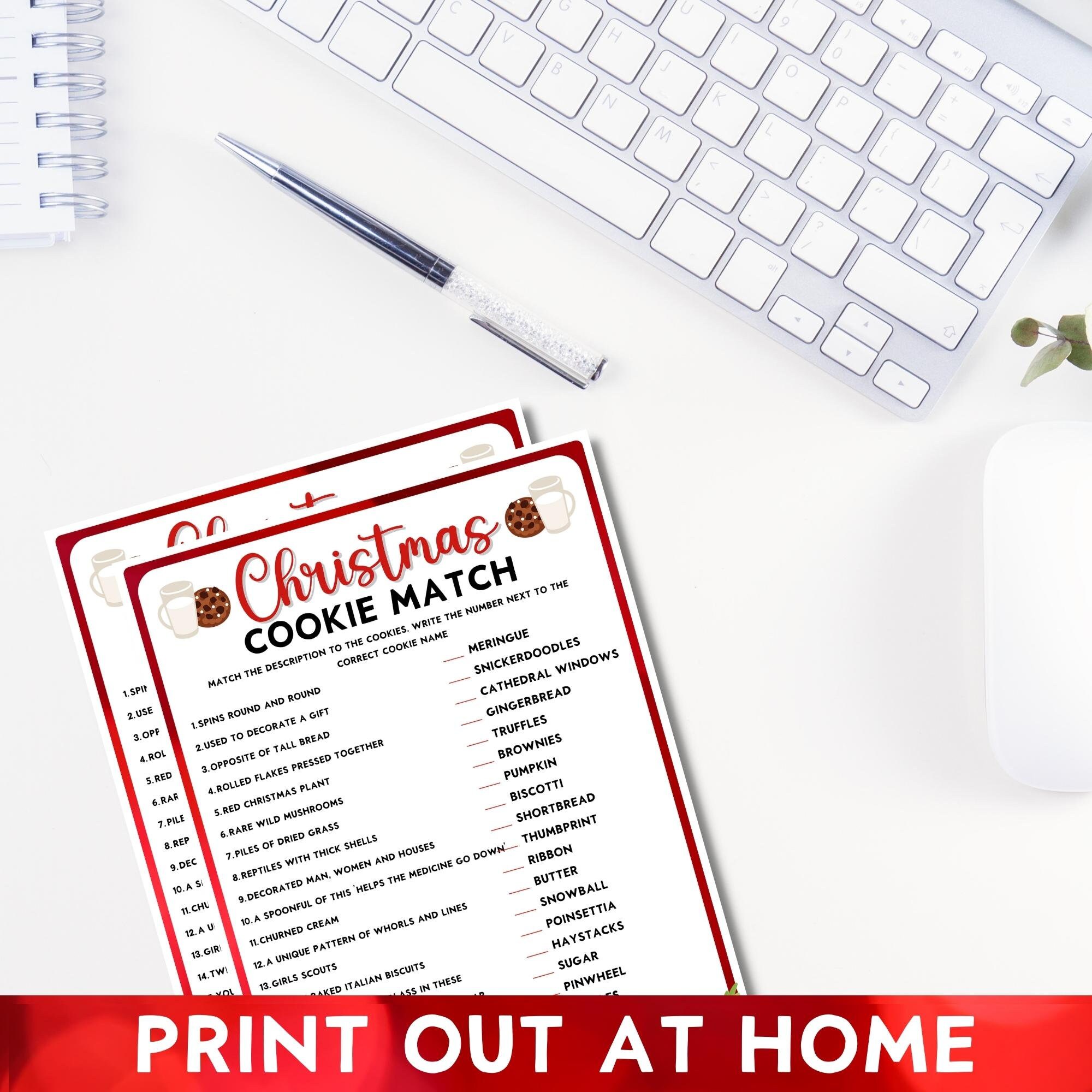 Christmas Cookie Match Printable Game, Digital Download, Party Game ...