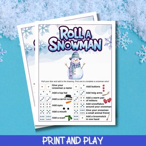 Roll a Snowman Game, Printable Christmas Activity for Kids, Fun Family ...