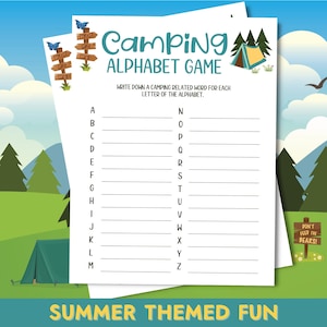 Camping Alphabet Game, Printable Camping Trip Game, Summer Camp, Family ...