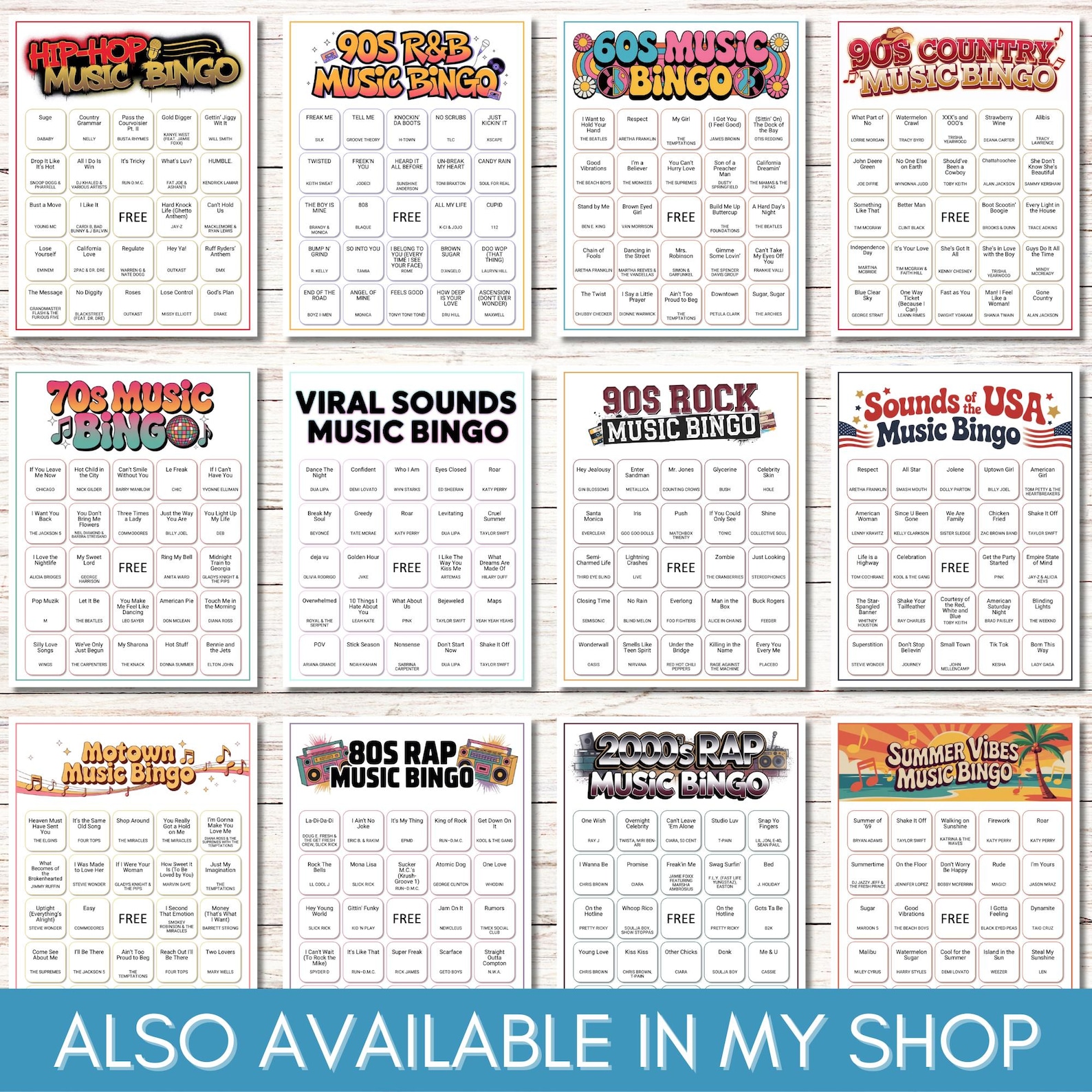 80s Music Bingo, 100 Printable Bingo Cards, Fun Party Game, Digital ...