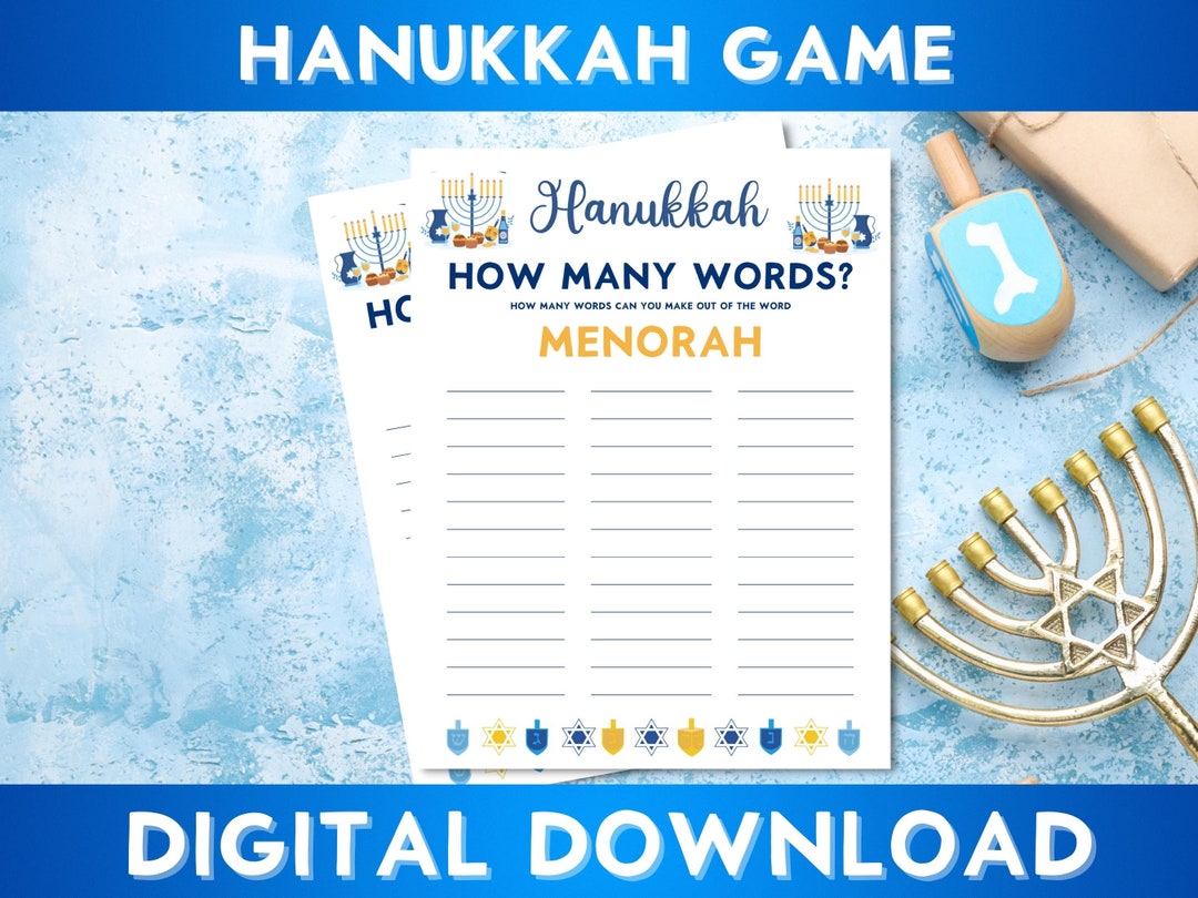 Printable Hanukkah How Many Words Game, Digital Download, Party Game ...