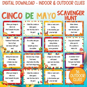 Cinco De Mayo Scavenger Hunt for Kids, Treasure Hunt, Mexican Fiesta ...