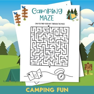Camping Maze Puzzle, Printable Camping Trip Game, Summer Camp, Family ...