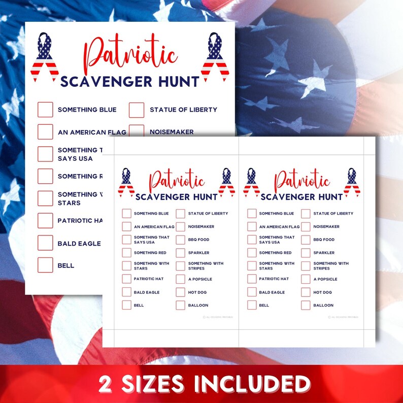 Printable Patriotic Scavenger Hunt Game Memorial Day - Etsy