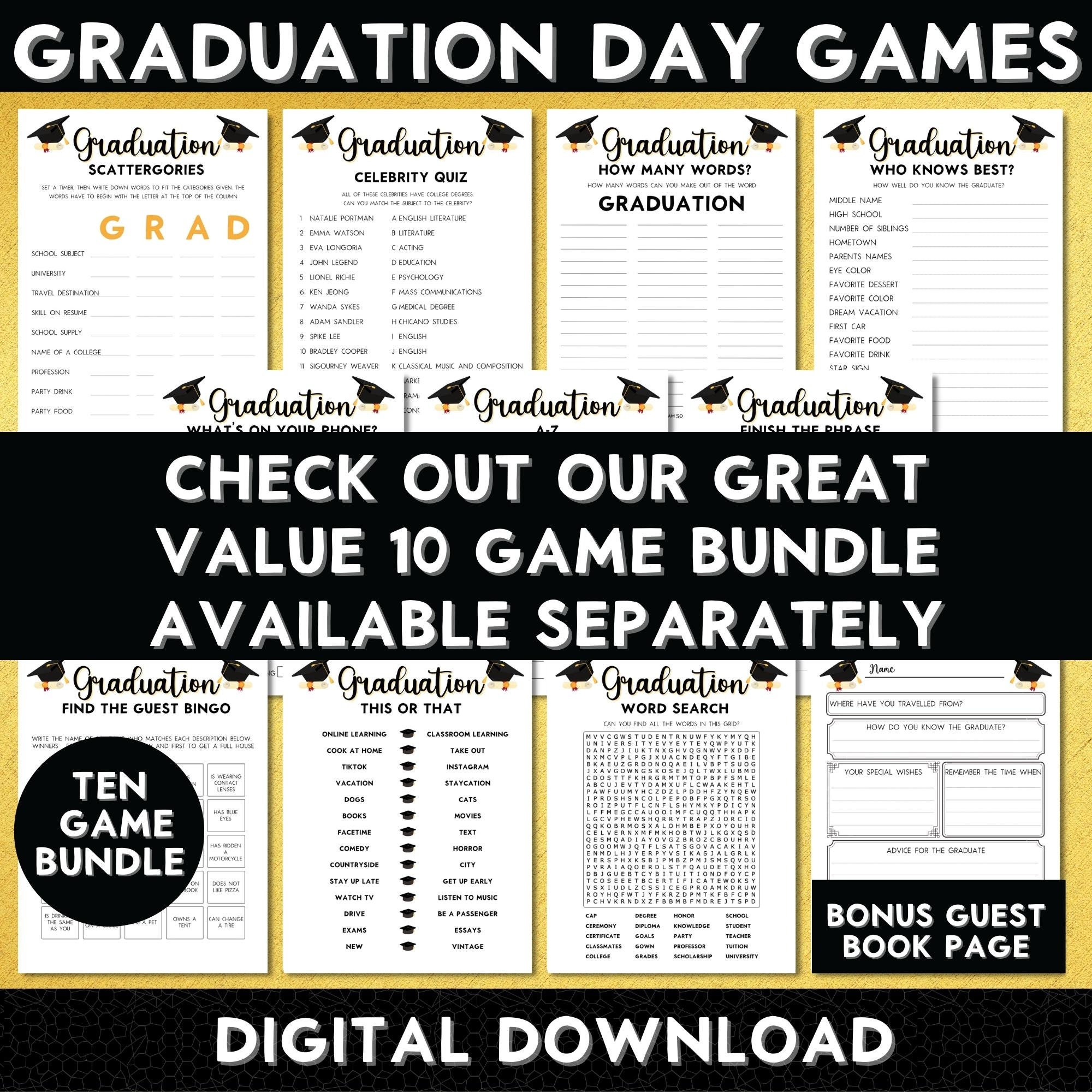 Printable Graduation Party Word Search College High School - Etsy