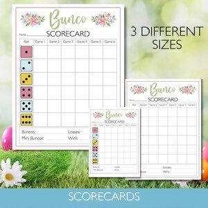 Easter Bunco Score Sheets, Printable Bunco Game, Spring Bunco Party ...