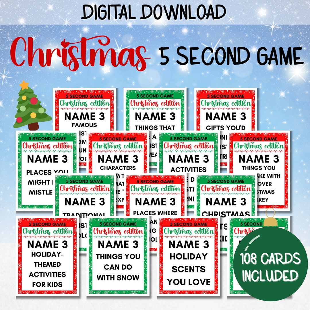 Christmas 5 Second Game | Games for Christmas | Christmas Printable ...