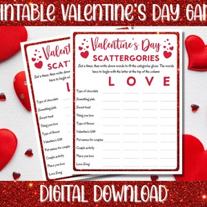 Printable Valentine's Day Scattergories Party Game, Instant Download - Etsy
