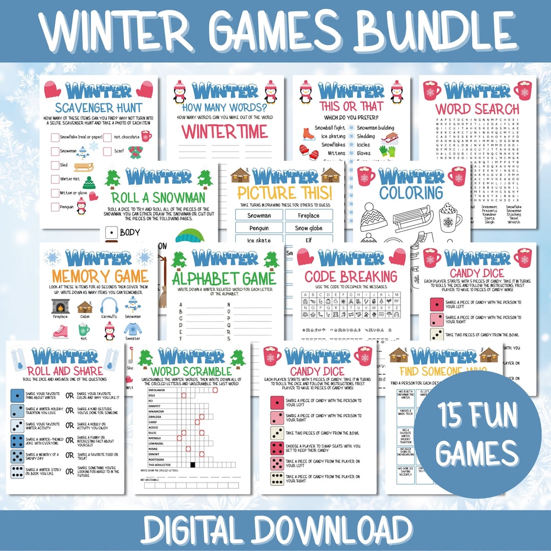 Winter Games Bundle 15 Fun Party Games Family Activities - Etsy UK